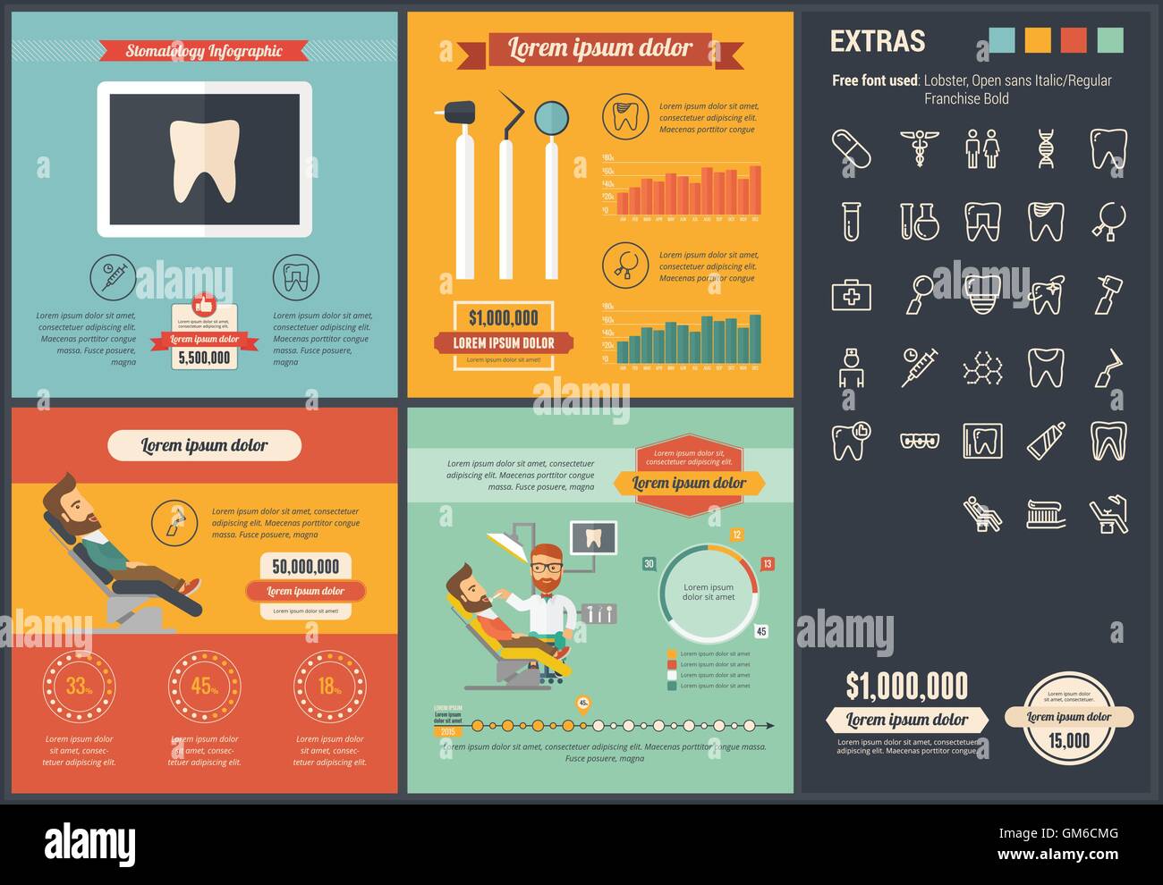 Stomatology flat design Infographic Template Stock Vector Image & Art ...
