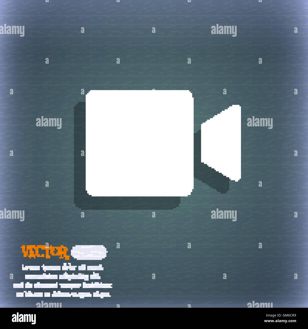 Video camera icon symbol on the blue-green abstract background with ...