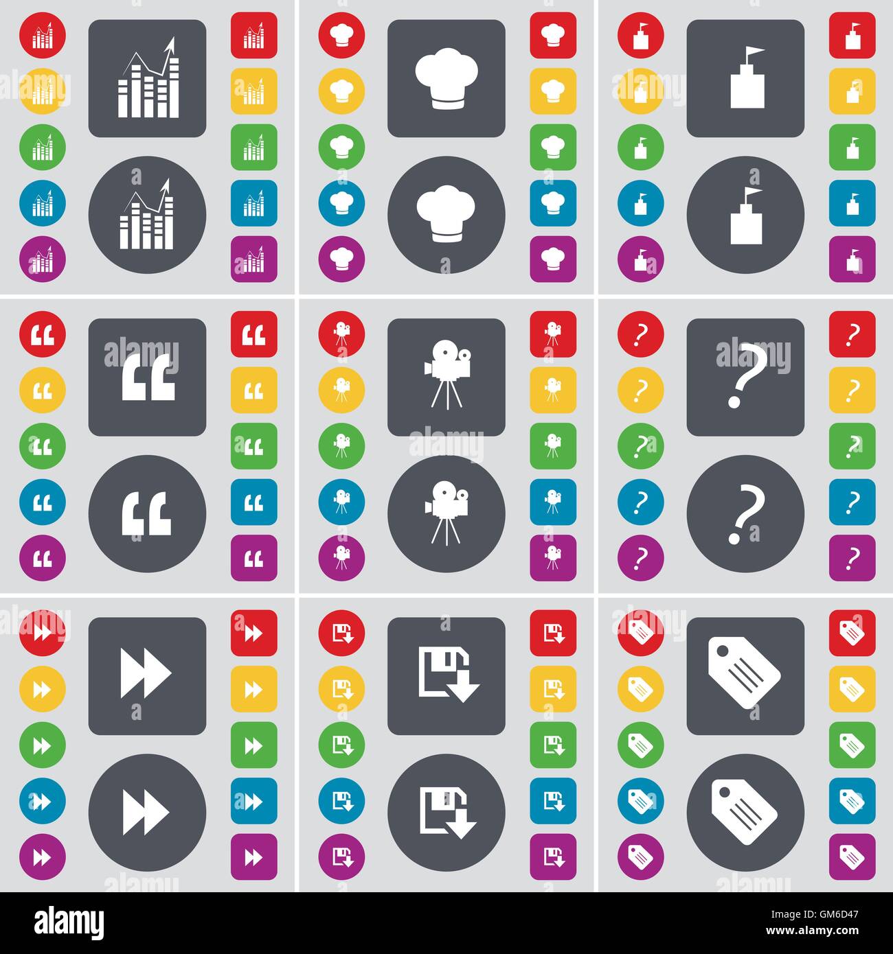 Graph, Cooking hat, Flag tower, Quotation mark, Film camera, Question ...