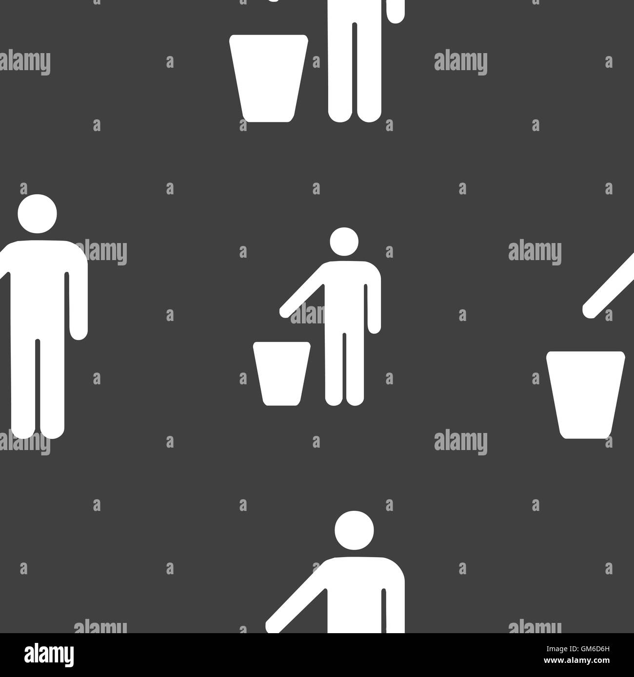 throw away the trash icon sign. Seamless pattern on a gray background ...