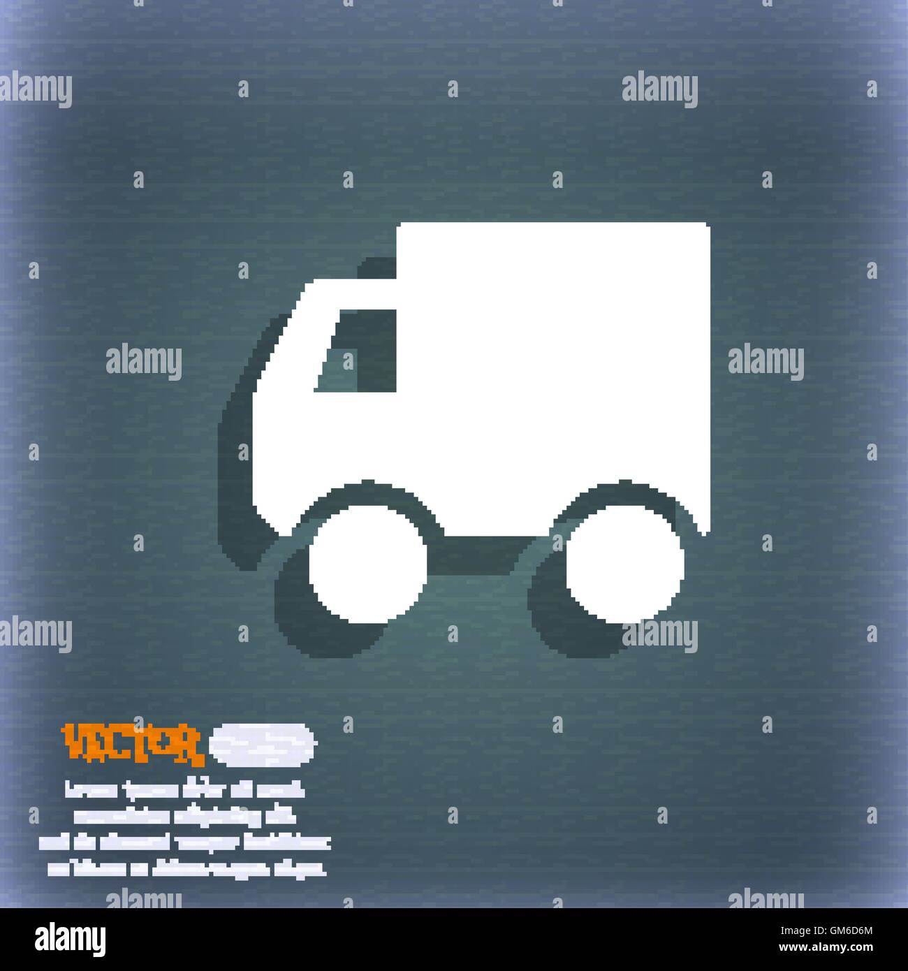 Delivery truck icon symbol on the blue-green abstract background with ...