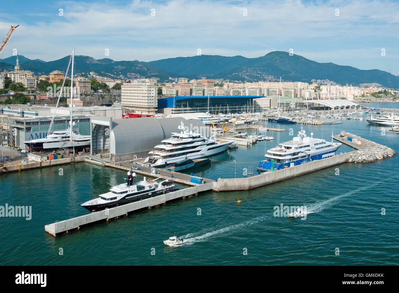 Superyachts at the Amico Shipyard, Port of Genoa, Italy Stock Photo - Alamy