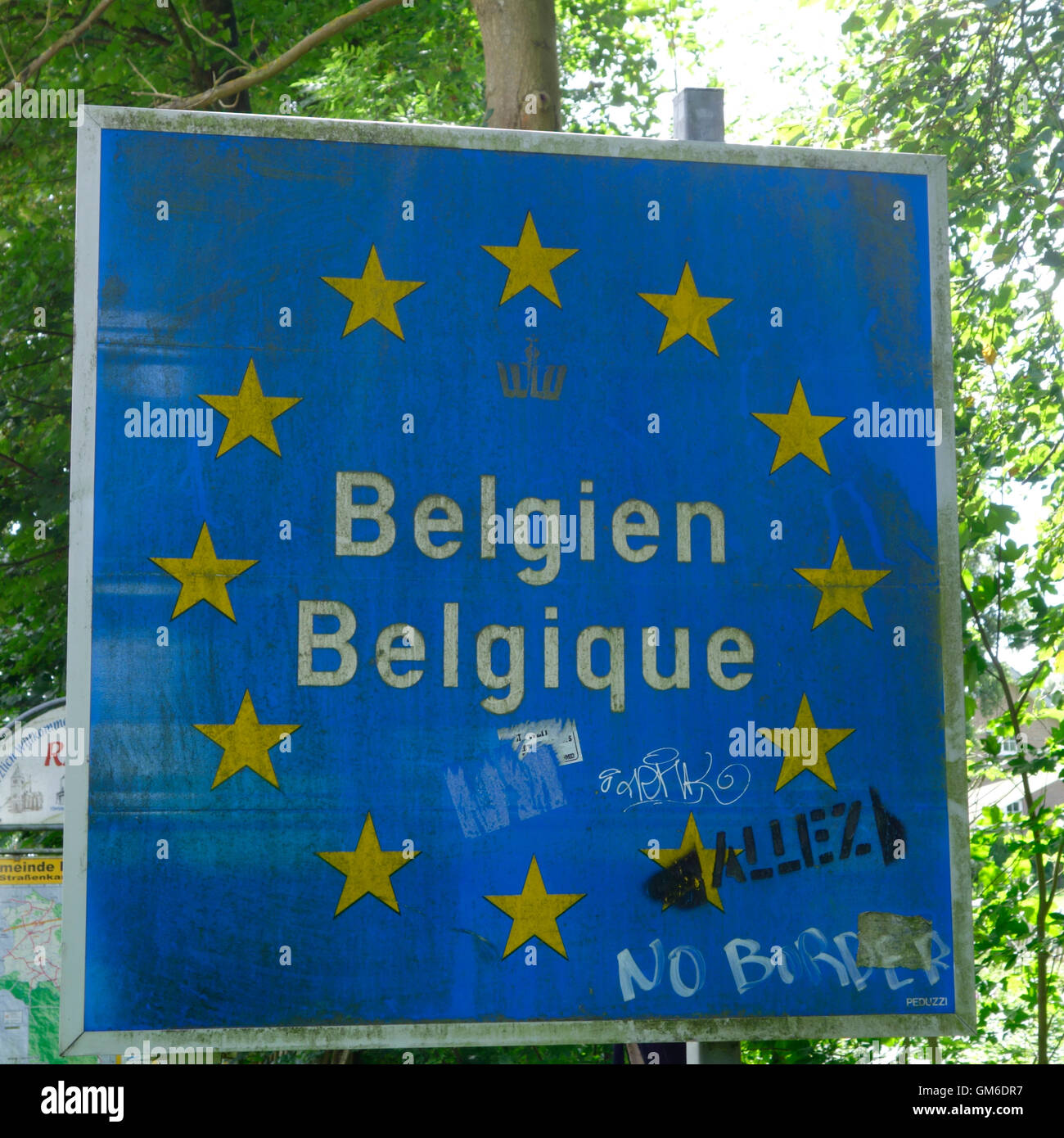 Border sign, Belgium Stock Photo - Alamy