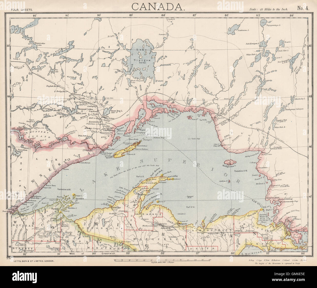 Map of lake superior hi-res stock photography and images - Alamy