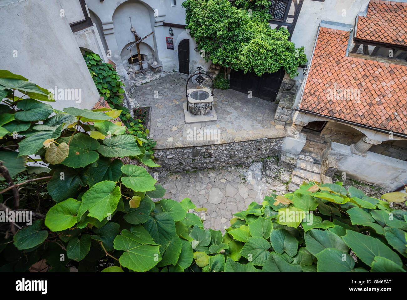 Courtyard of Bran Castle in Romania, commonly known as "Dracula's ...