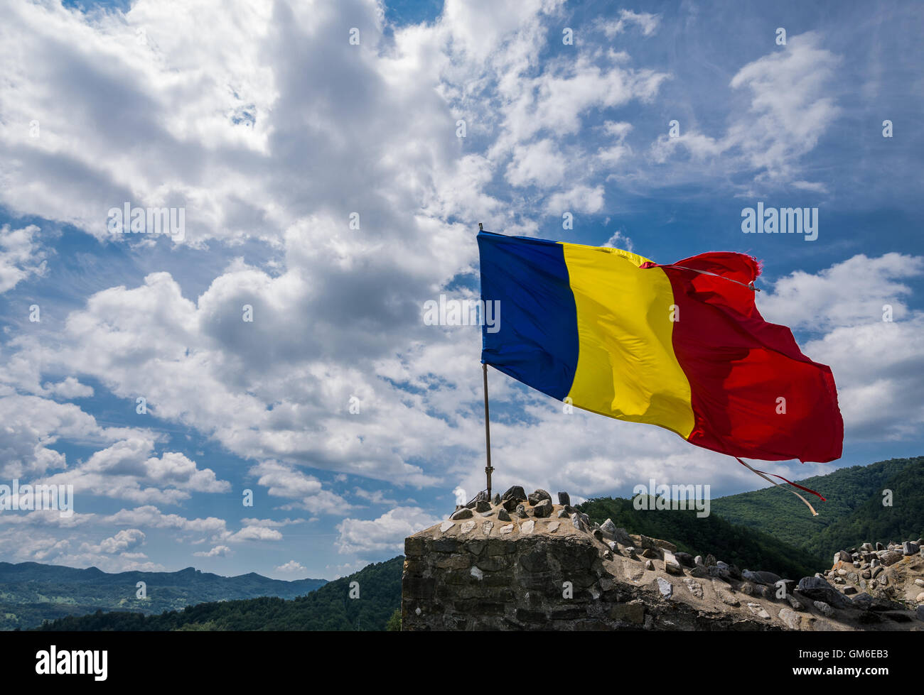 Poenari Castle also called Poenari Citadel on plateau of Mount Cetatea ...