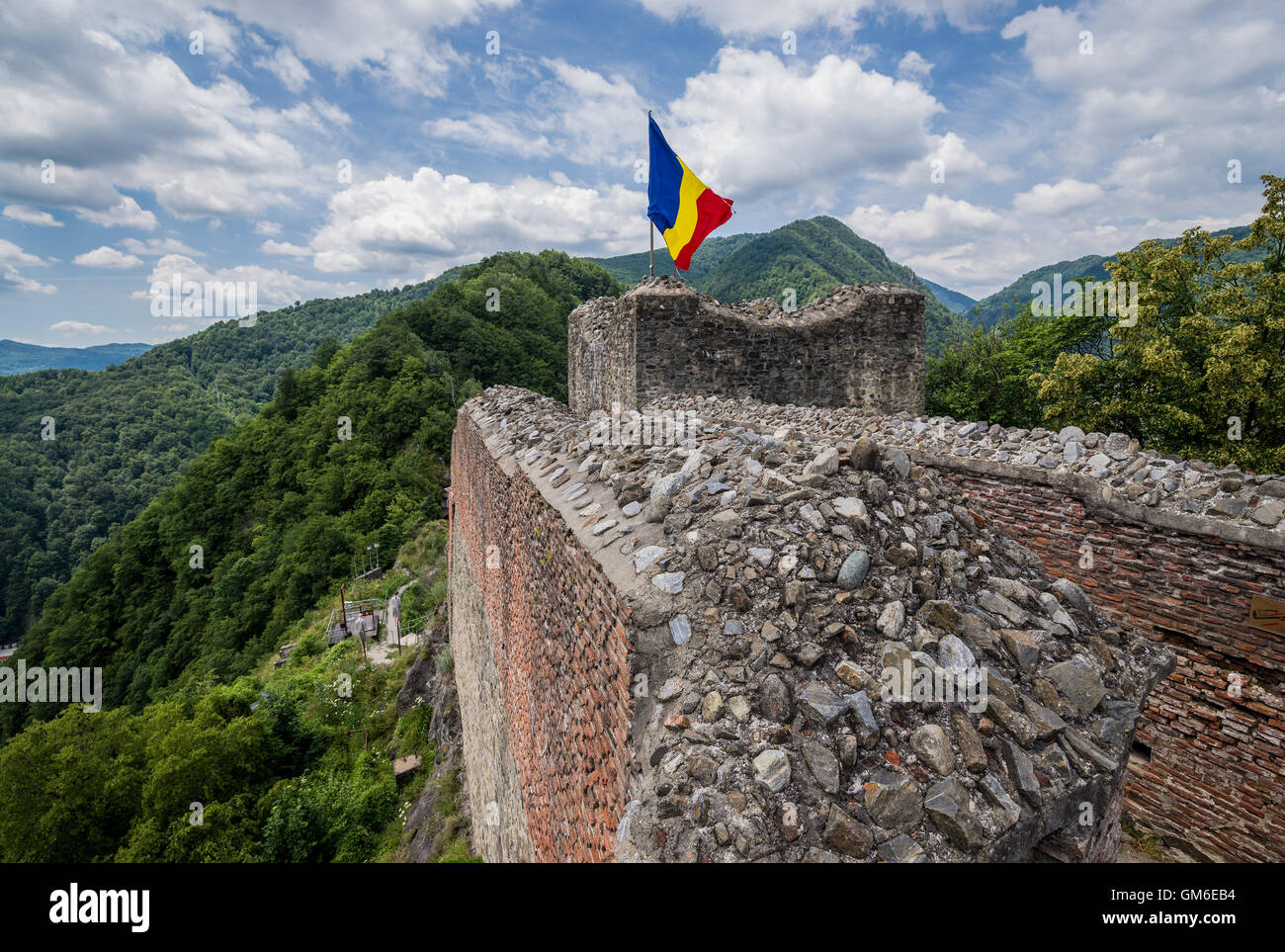 Poenari Castle also called Poenari Citadel on plateau of Mount Cetatea ...