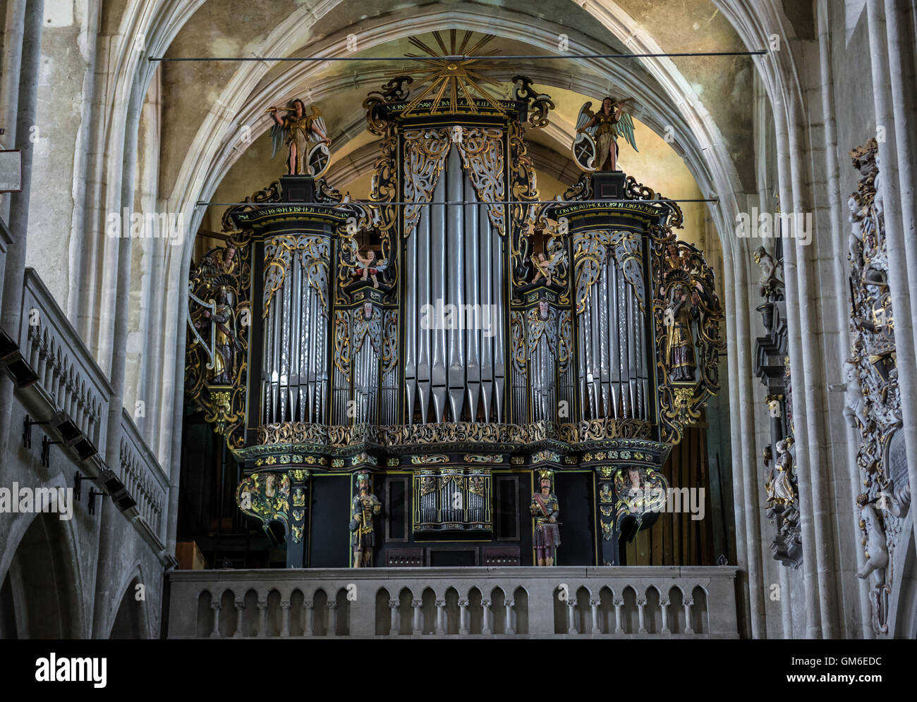 Organ of Saint Mary Lutheran Cathedral in Sibiu city in Romania Stock ...
