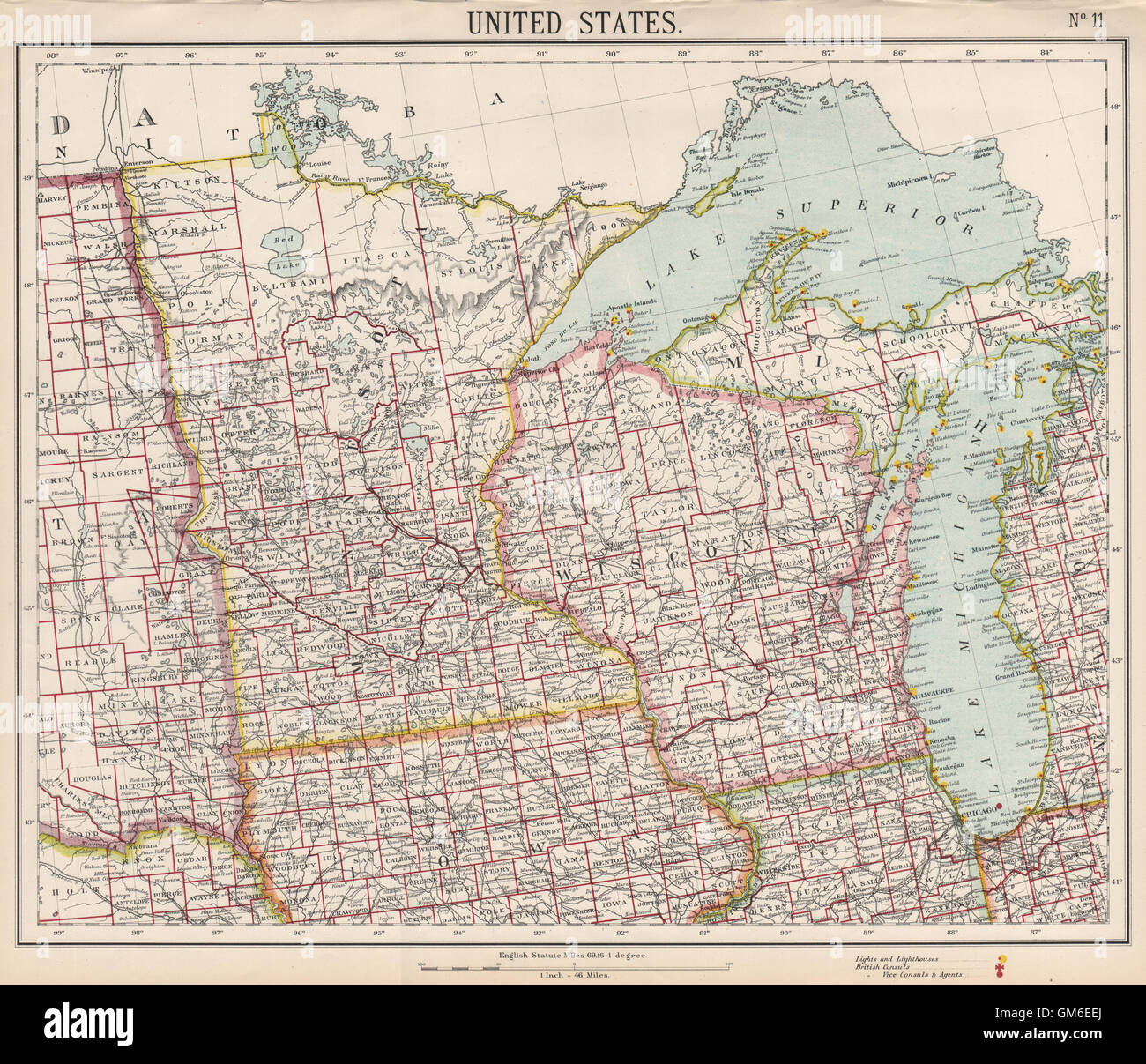 Map of lake superior hi-res stock photography and images - Alamy