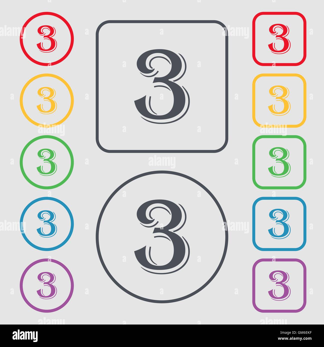 Third place award sign. Winner symbol. Step three. Symbols on the Round ...