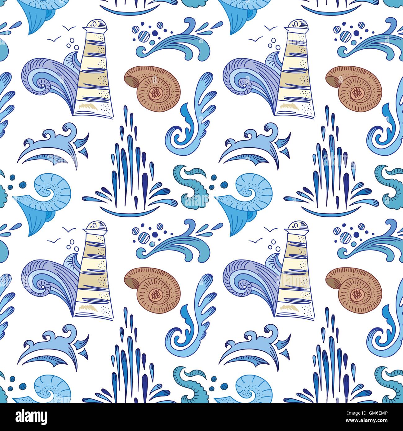 Sea Sketch Vector Pattern Stock Vector Image & Art - Alamy