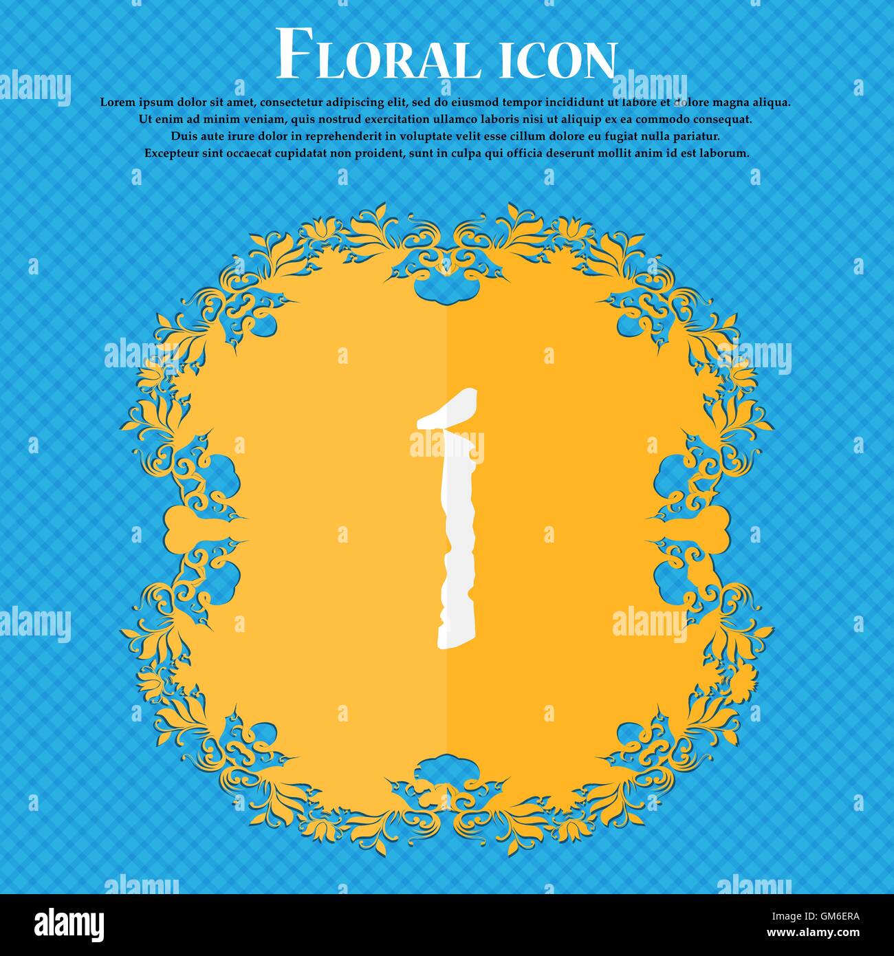 First place award sign. Winner symbol. Step one. Floral flat design on ...