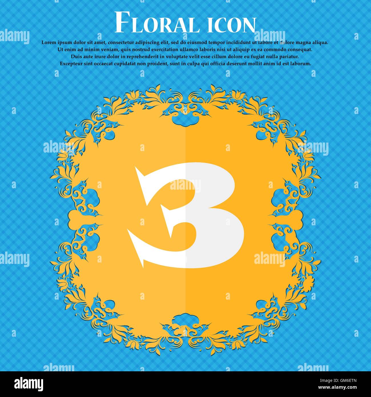 Third place award sign. Winner symbol. Step three. Floral flat design ...