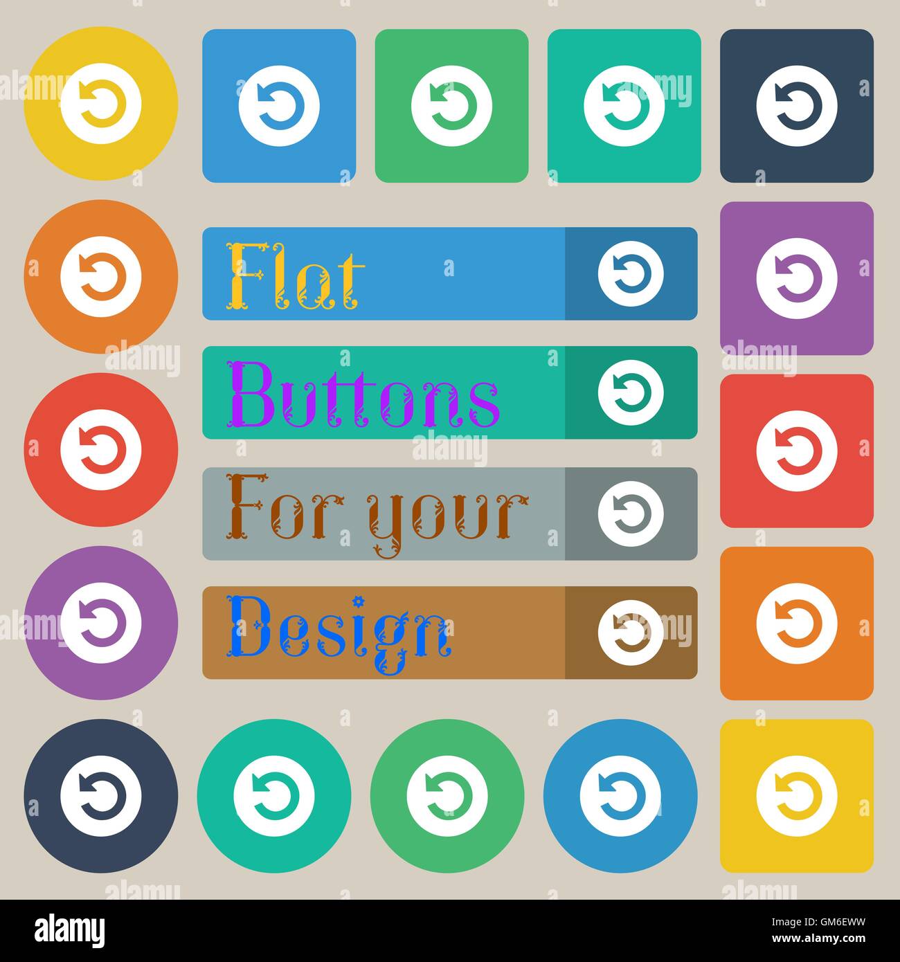 Upgrade, arrow icon sign. Set of twenty colored flat, round, square and ...