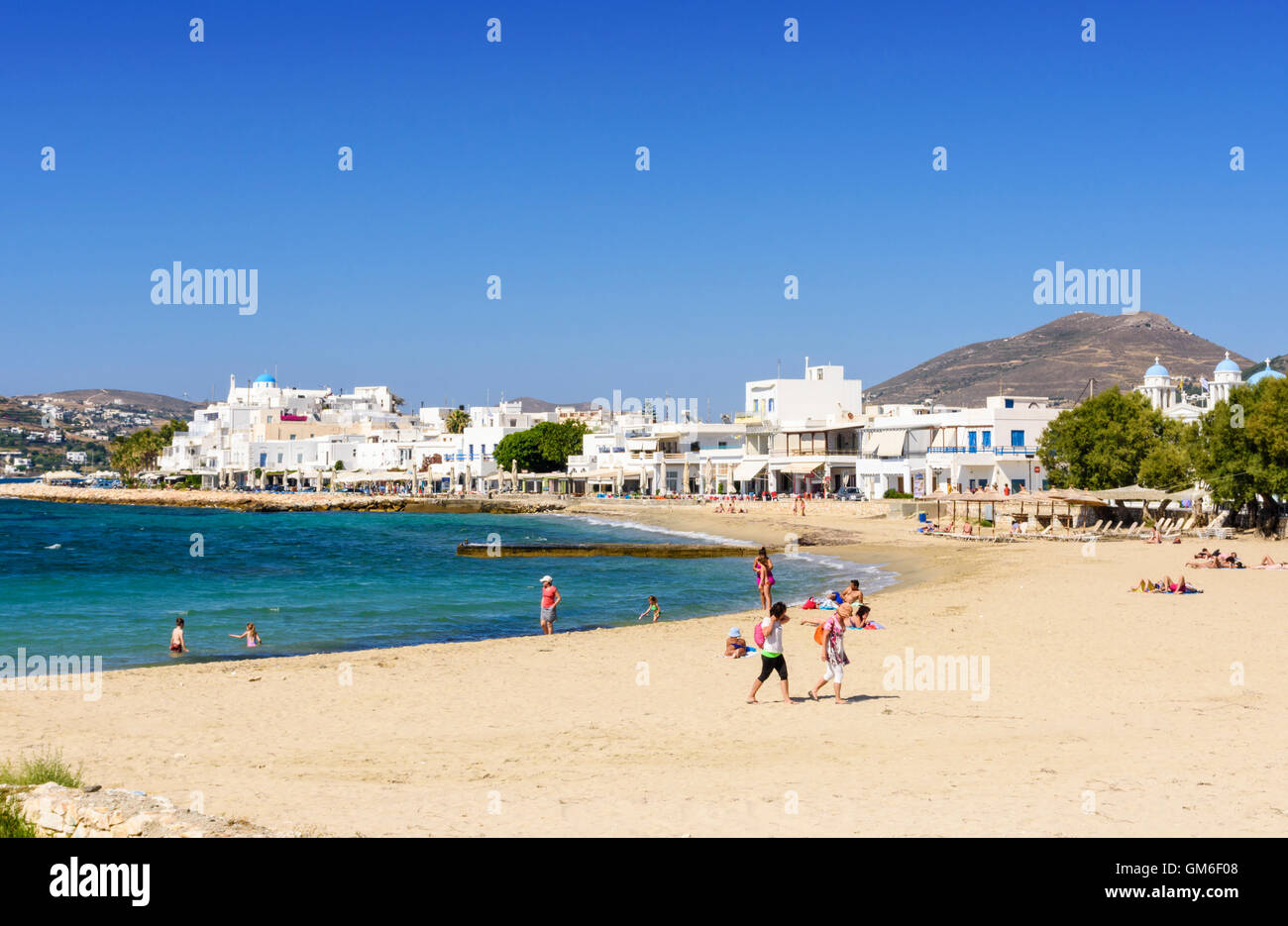 Beach in Parikia Town, Paros Island, Greece Stock Photo - Alamy