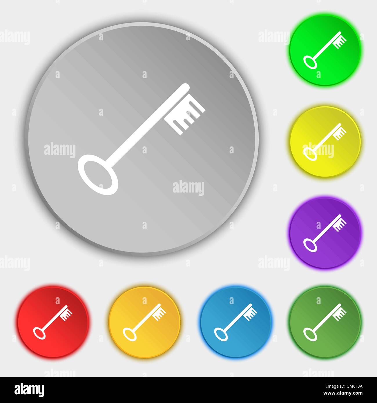 Key icon sign. Symbols on eight flat buttons. Vector Stock Vector Image ...