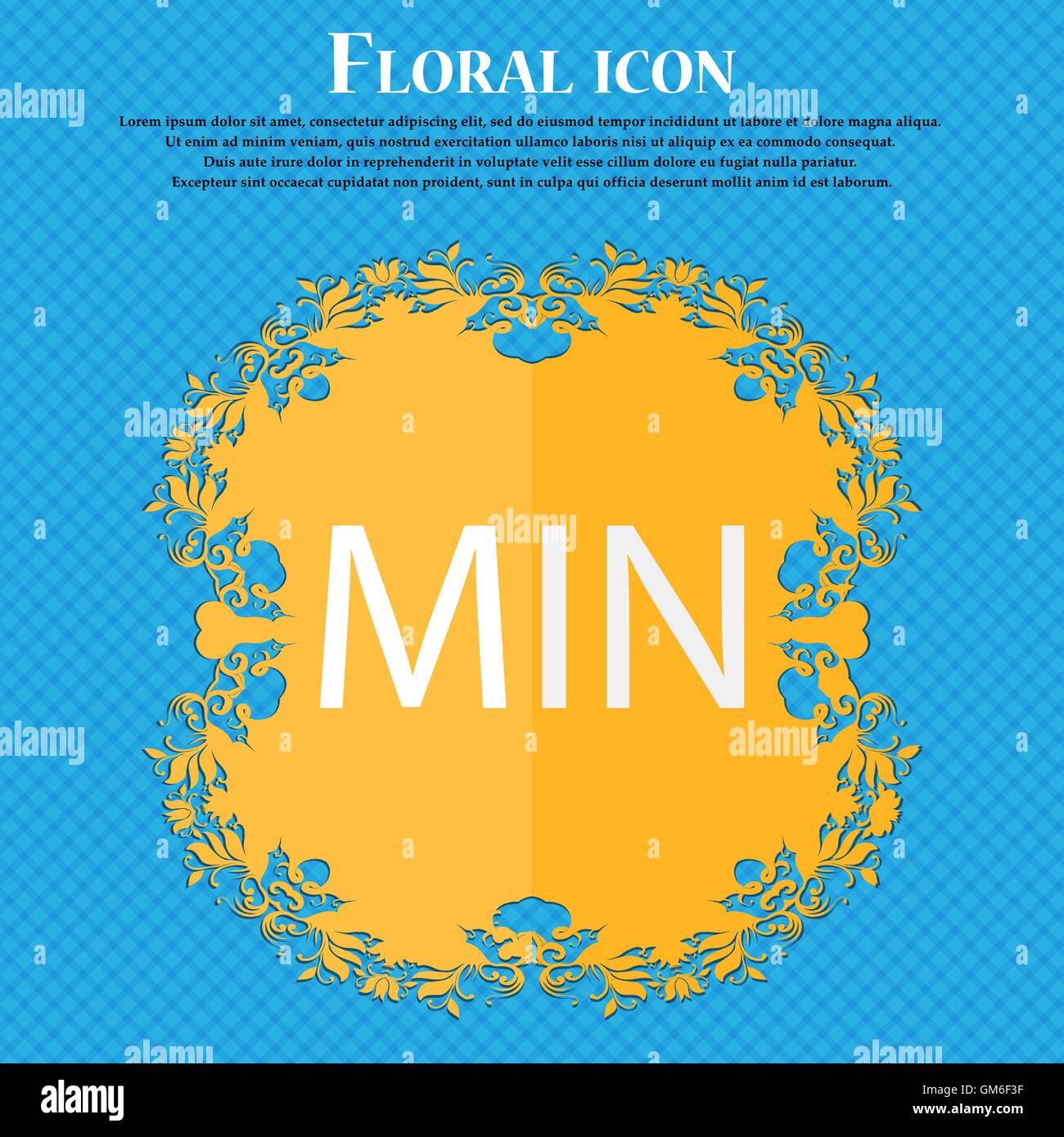 minimum sign icon. Floral flat design on a blue abstract background ...