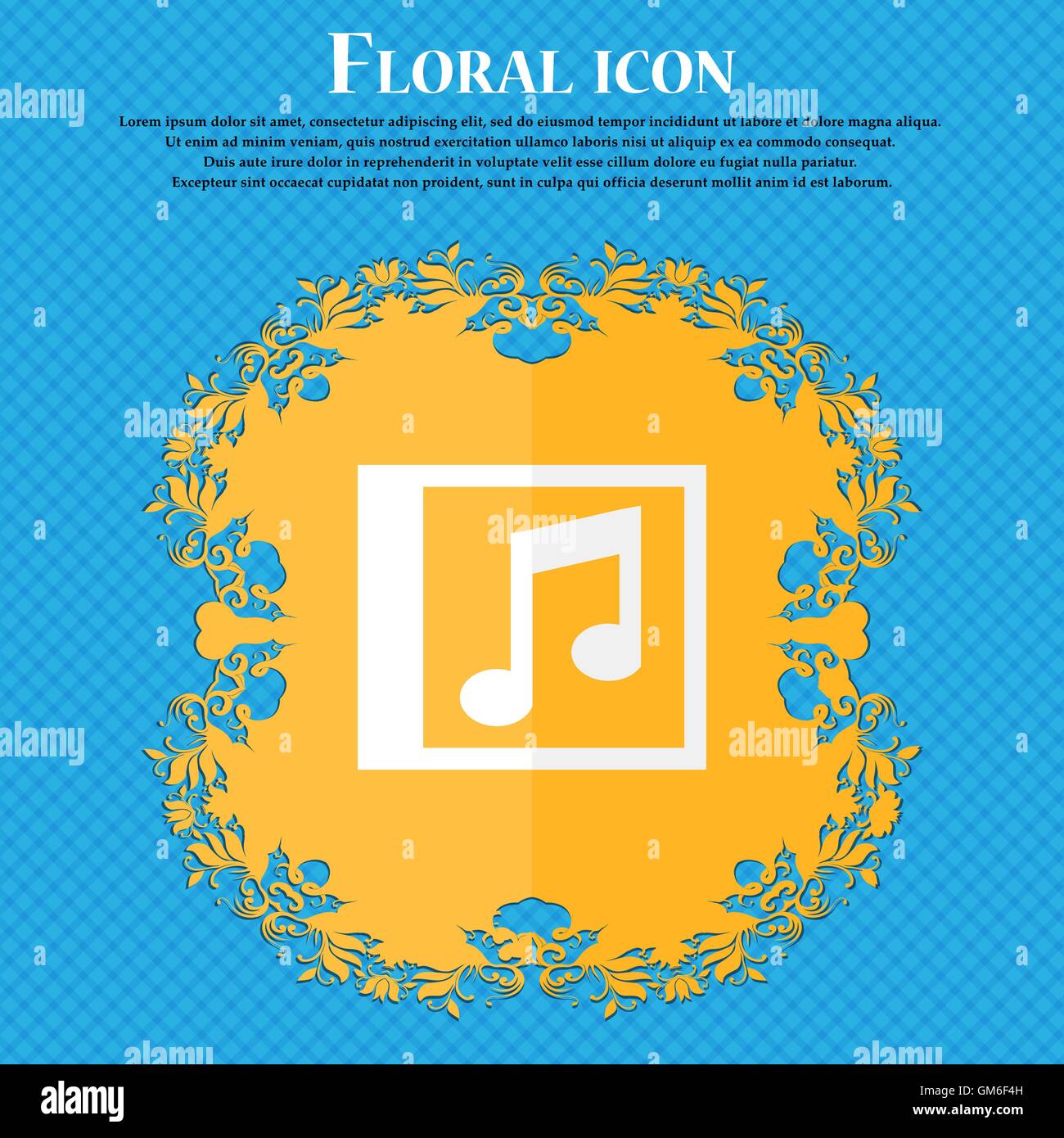 Audio, MP3 file . Floral flat design on a blue abstract background with ...