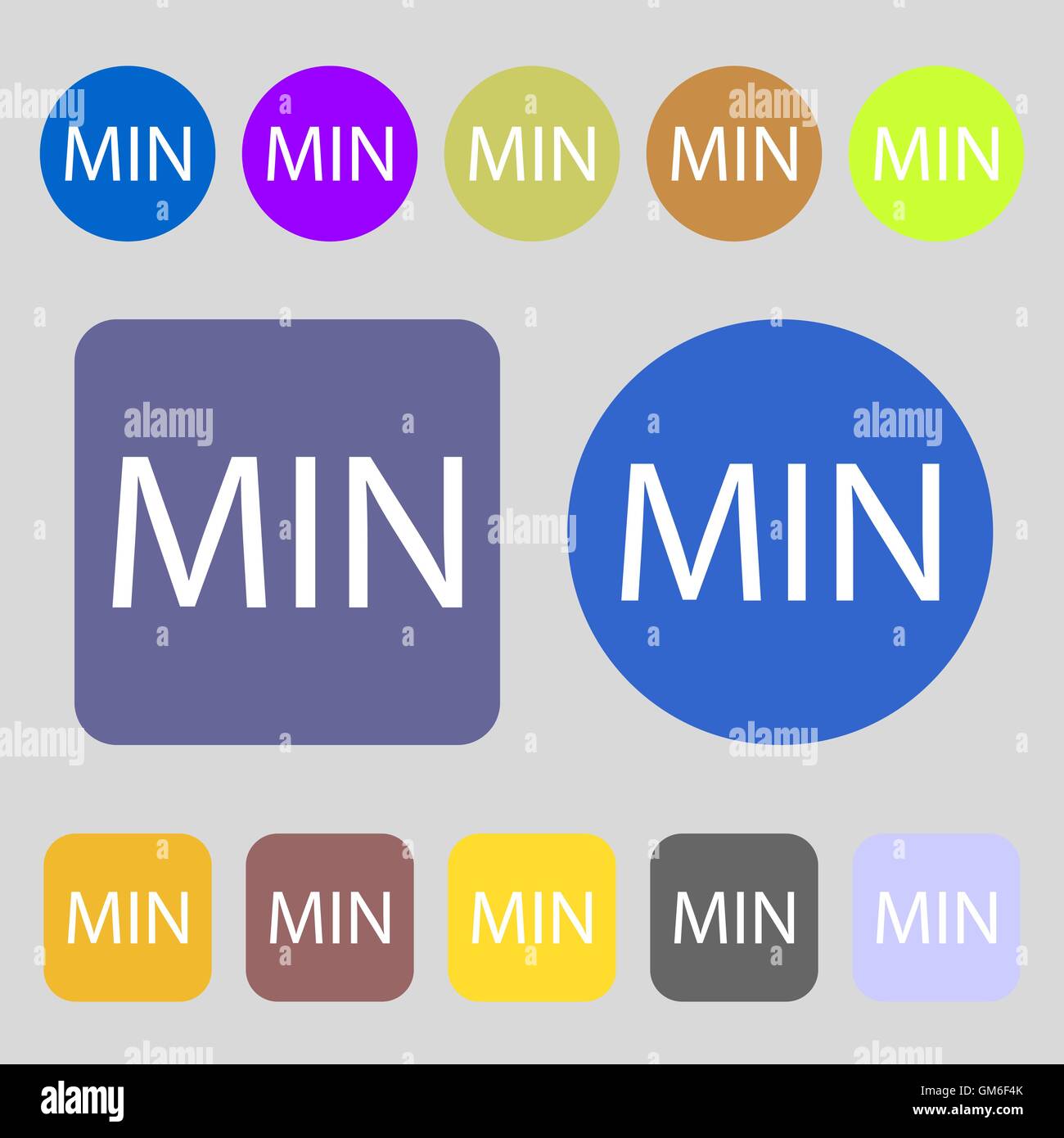 minimum sign icon. 12 colored buttons. Flat design. Vector Stock Vector ...
