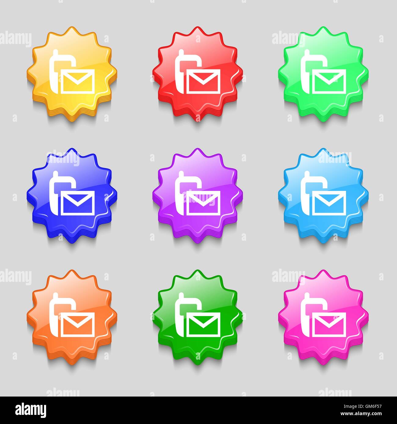 Mail icon. Envelope symbol. Message sms sign. Symbols on nine wavy ...