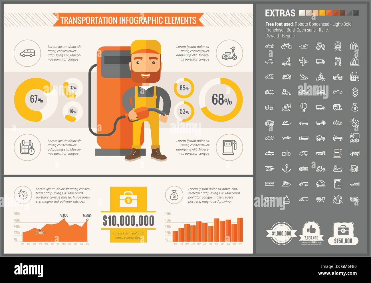 Transportation flat design Infographic Template Stock Vector Image ...