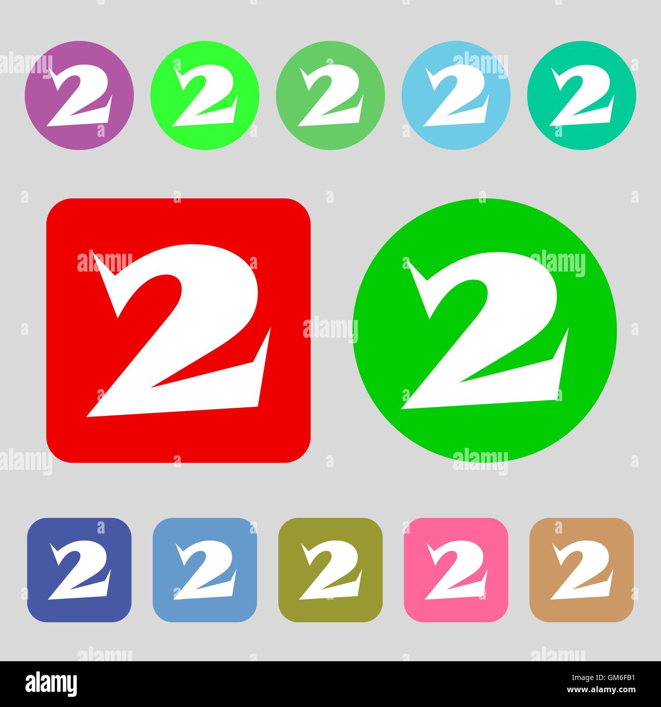 Second place award sign. Winner symbol. Step two. 12 colored buttons ...