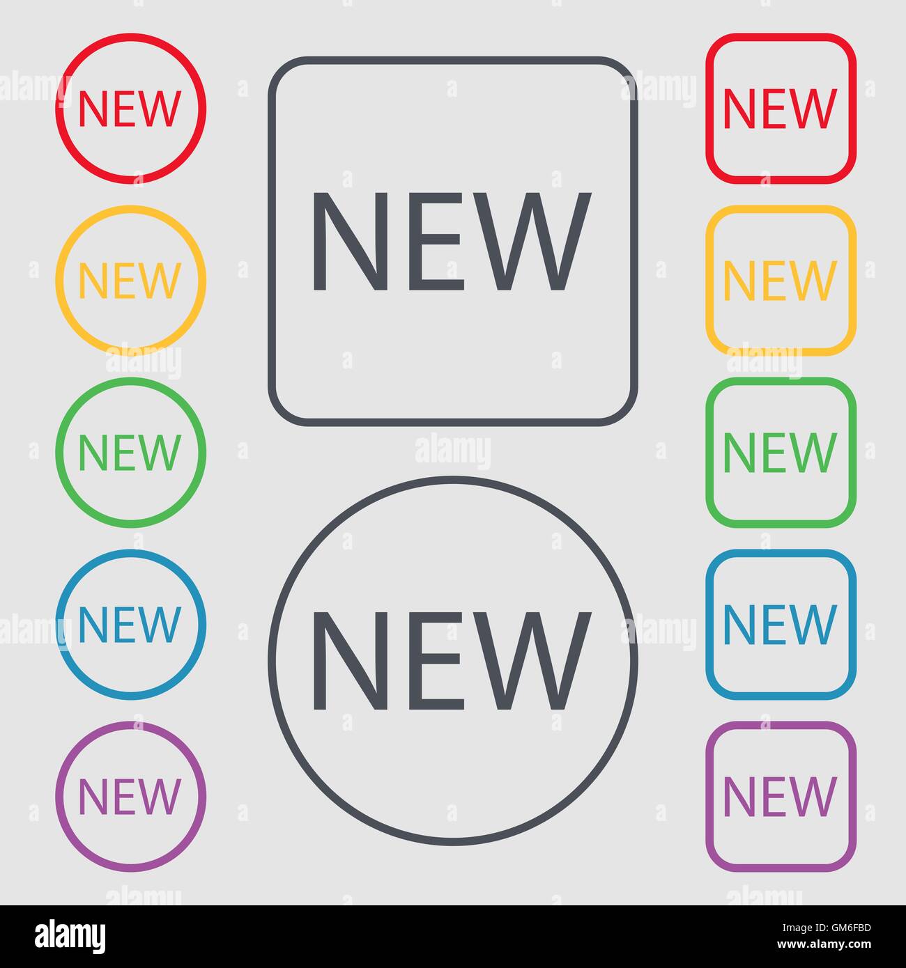 New sign icon. arrival button symbol. Symbols on the Round and square ...