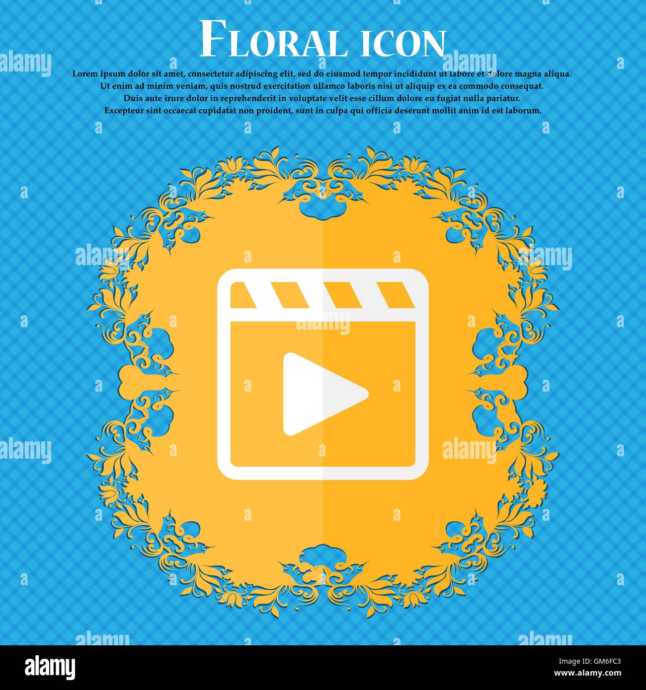 Play video . Floral flat design on a blue abstract background with ...