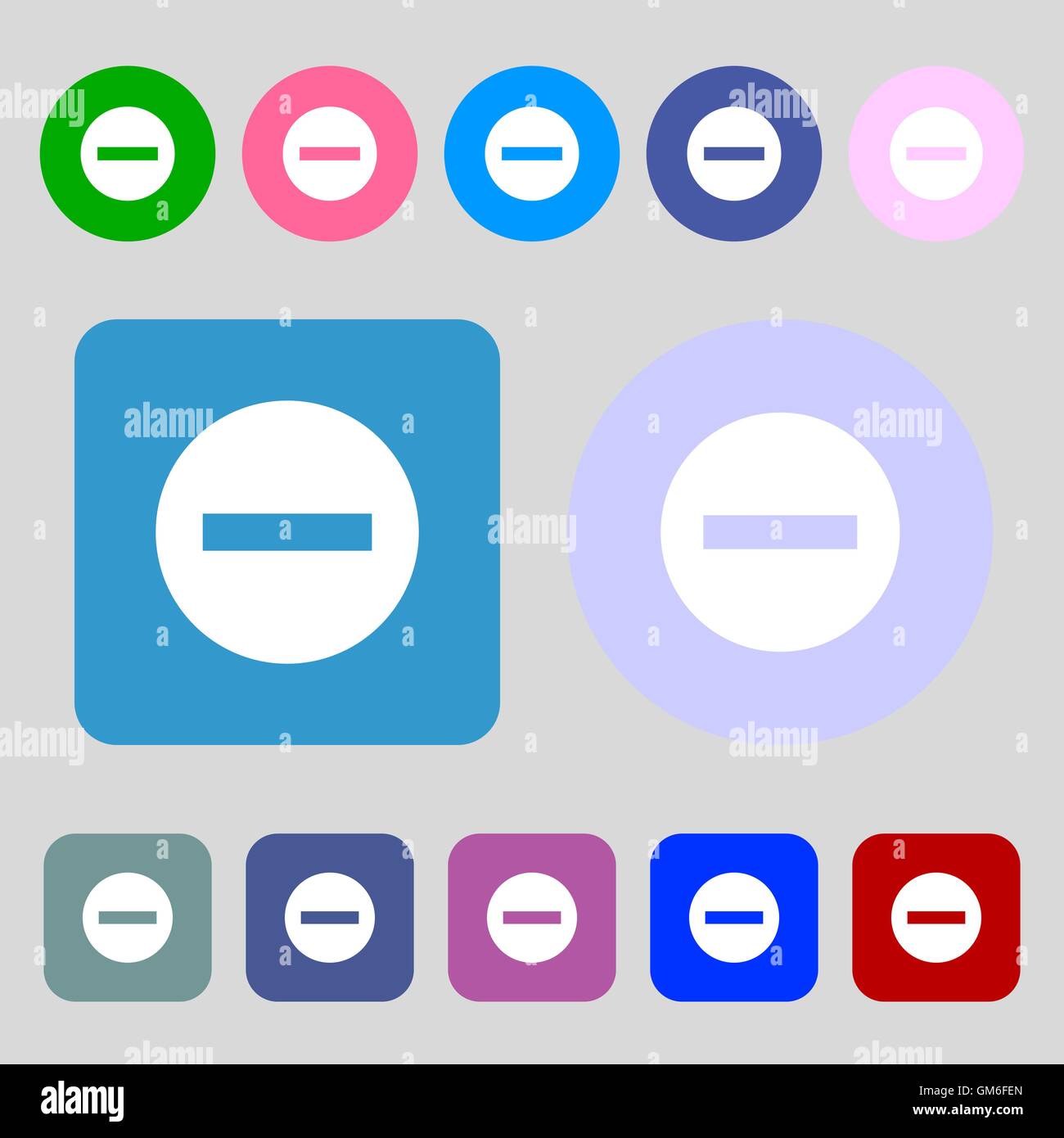 Stop sign icon. Prohibition symbol. No sign. 12 colored buttons. Flat ...