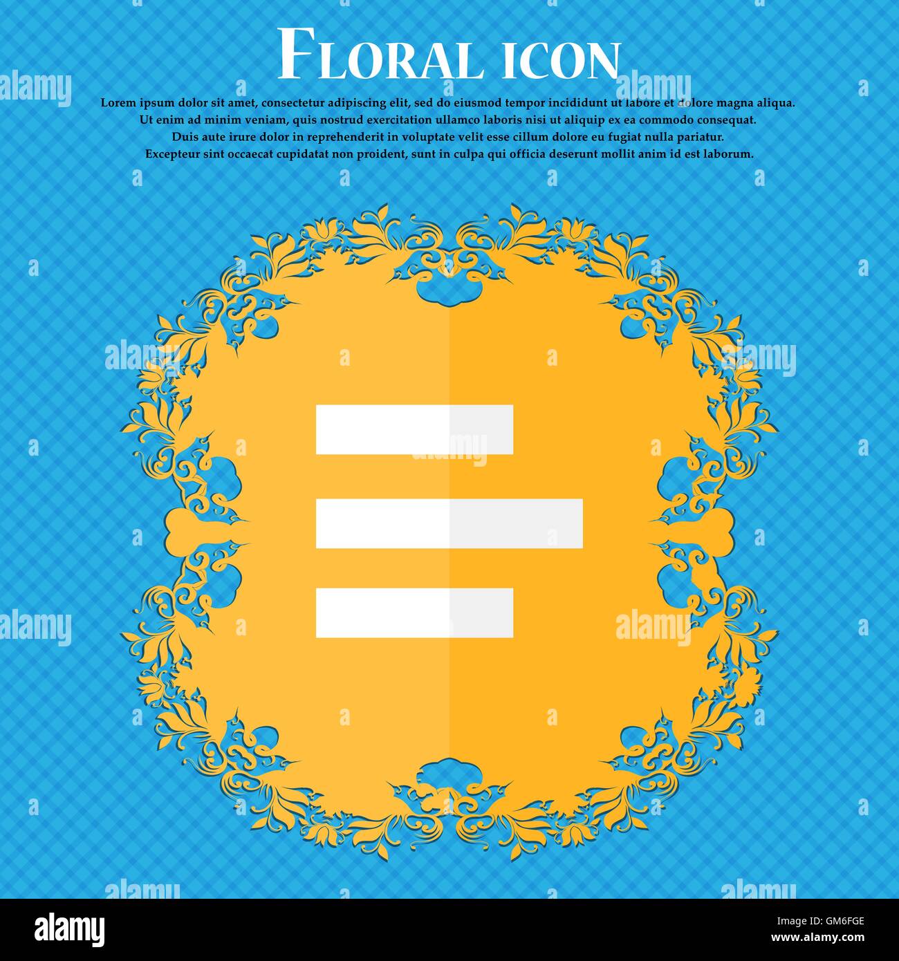 Left-aligned icon sign. Floral flat design on a blue abstract ...