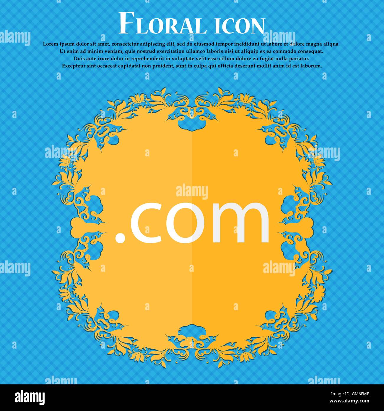 Domain COM sign icon. Top-level internet domain symbol. Floral flat ...