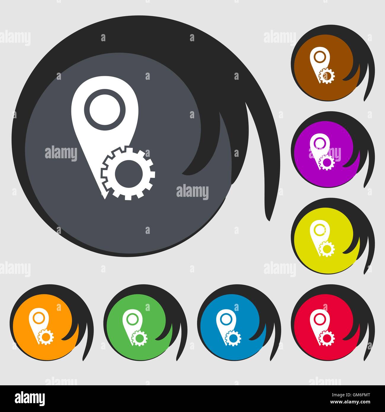 Map pointer setting icon sign. Symbols on eight colored buttons. Vector Stock Vector Image & Art ...