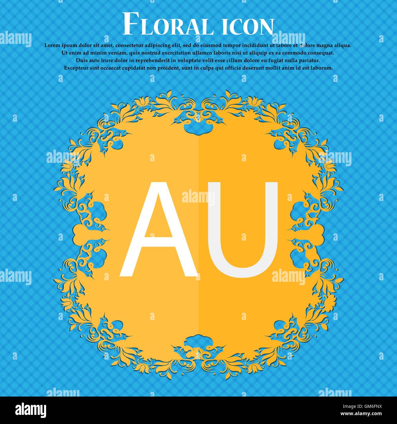 australia sign icon. Floral flat design on a blue abstract background ...