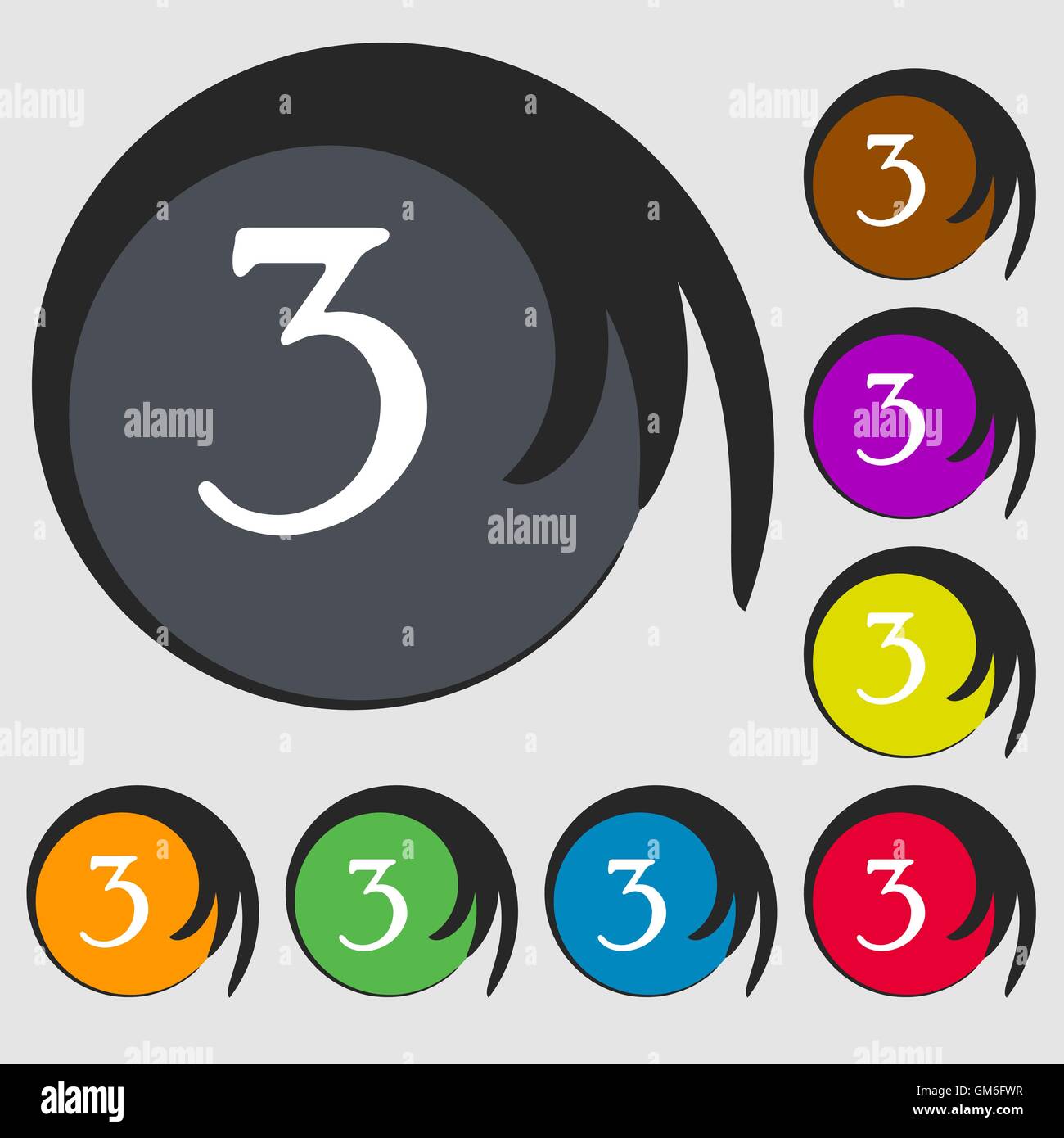 Number 3 buttons Stock Vector Images - Alamy