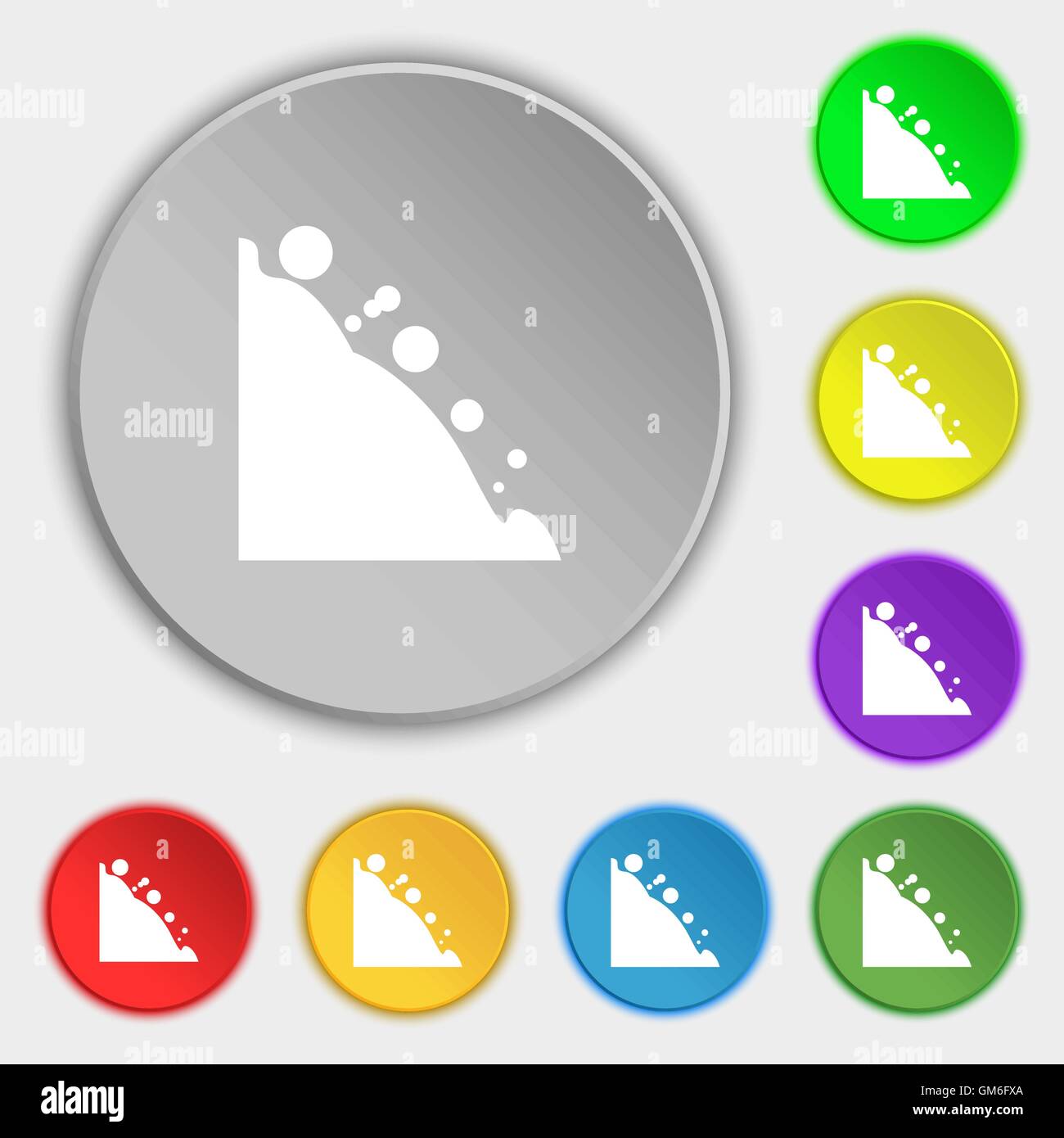 Rockfall icon. Symbols on eight flat buttons. Vector Stock Vector Image ...