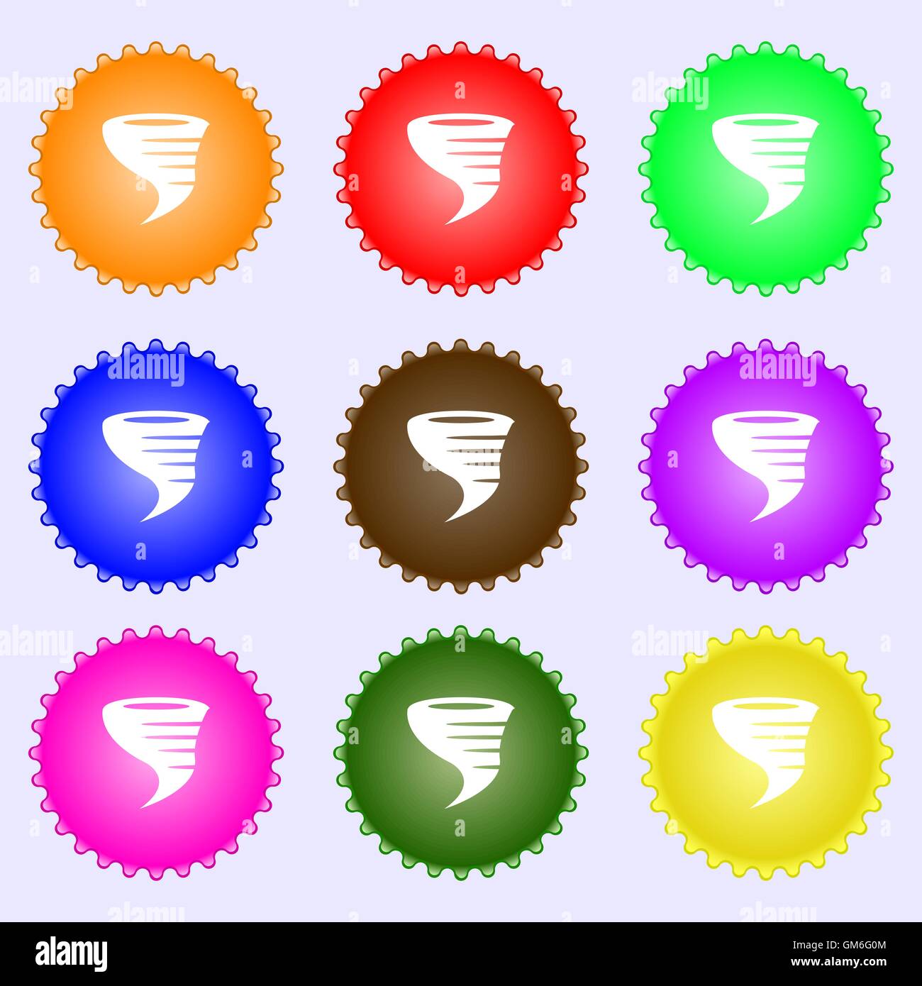 Tornado icon. A set of nine different colored labels. Vector Stock ...