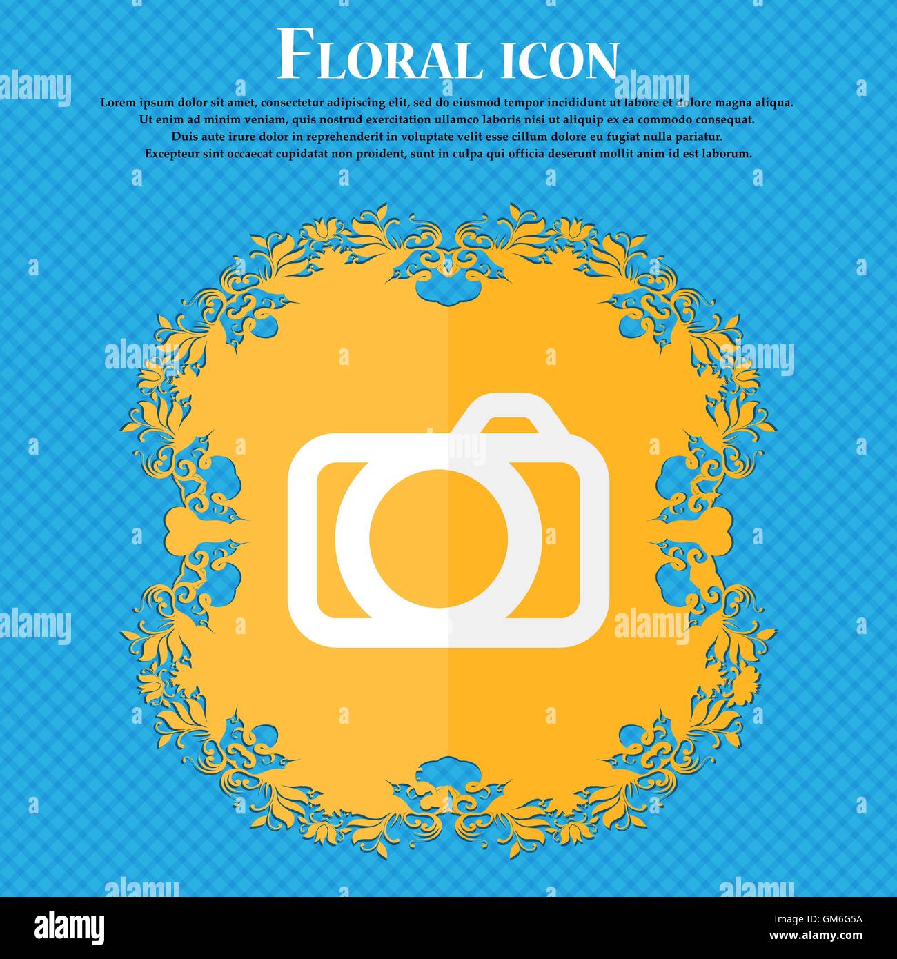 Photo camera sign icon. Digital photo camera symbol. Floral flat design ...