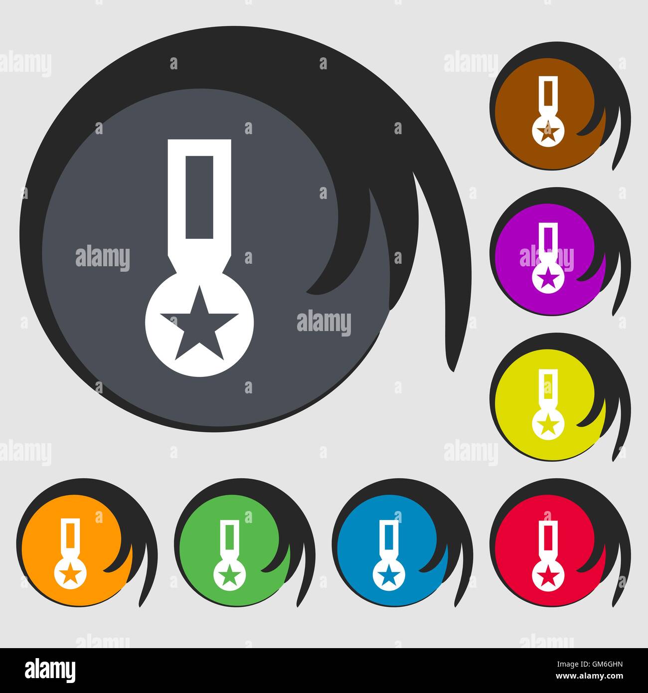 Award, Medal of Honor icon sign. Symbols on eight colored buttons ...