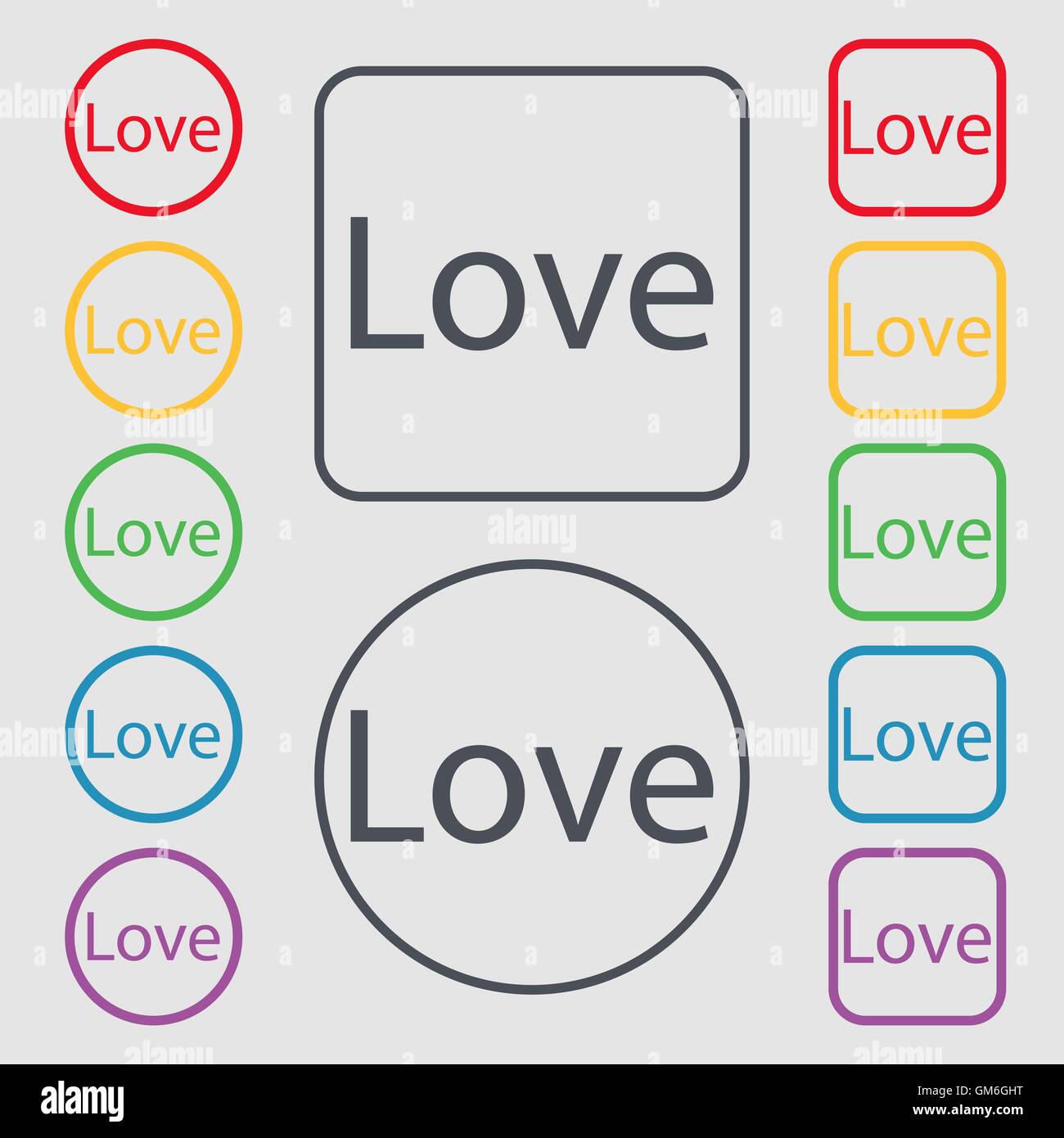 Love you sign icon. Valentines day symbol. Symbols on the Round and ...