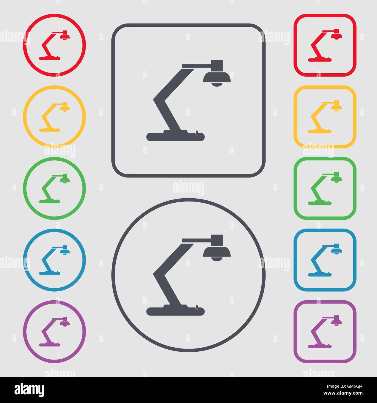 light, bulb, electricity icon sign. Symbols on the Round and square ...