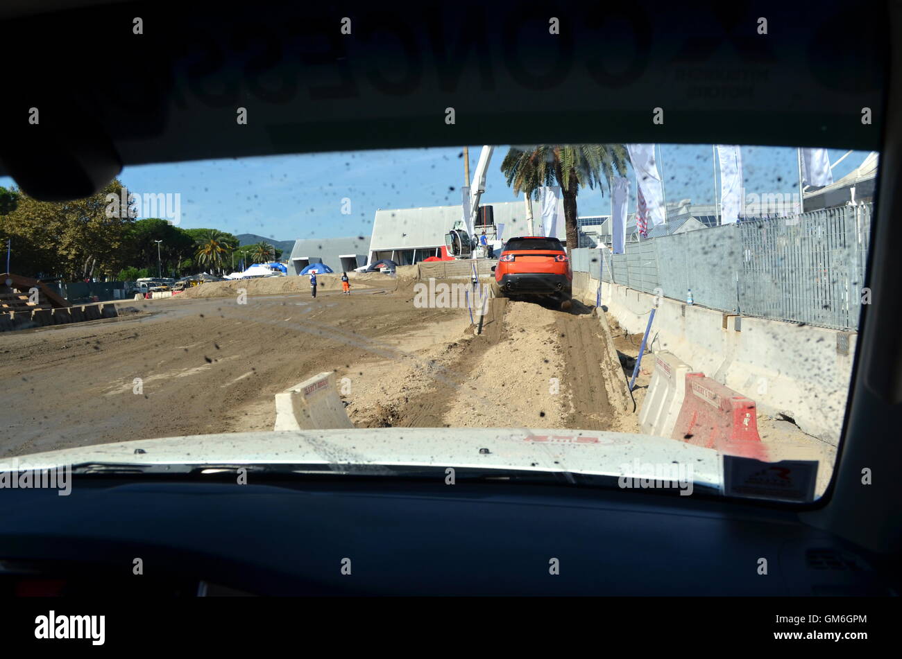 Inside a car during a 4x4 off-road event Stock Photo - Alamy