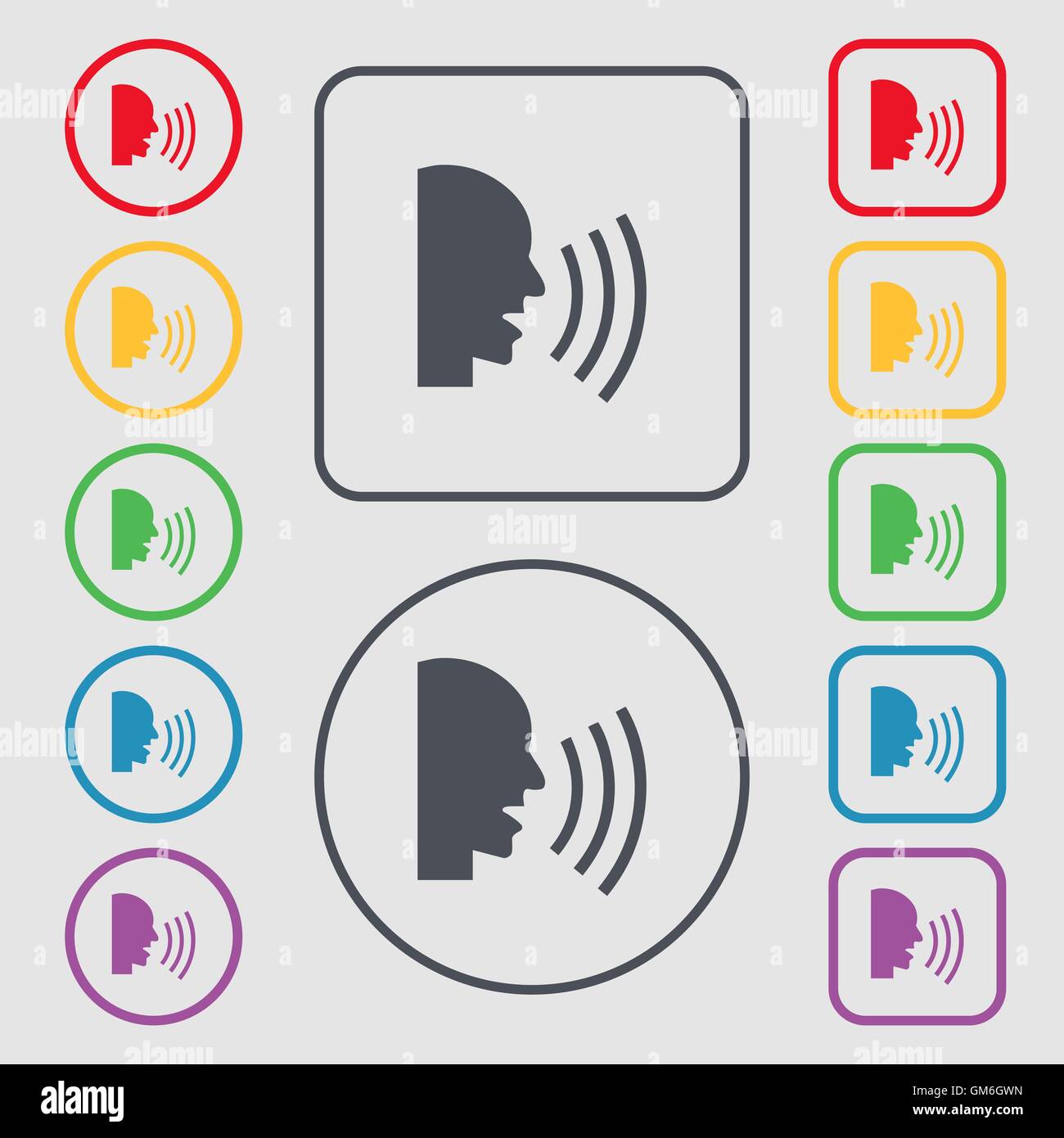 Talking Flat modern web icon. Symbols on the Round and square buttons ...