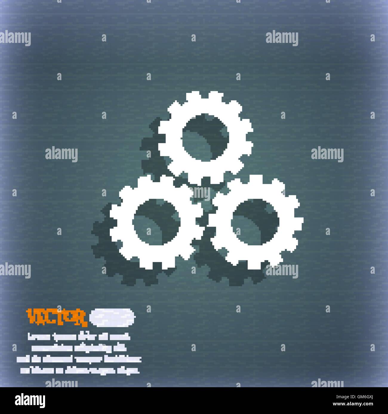 Cog settings sign icon. Cogwheel gear mechanism symbol. On the blue ...