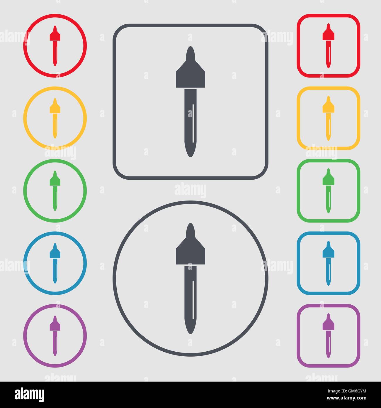 dropper sign icon. pipette symbol. Symbols on the Round and square ...
