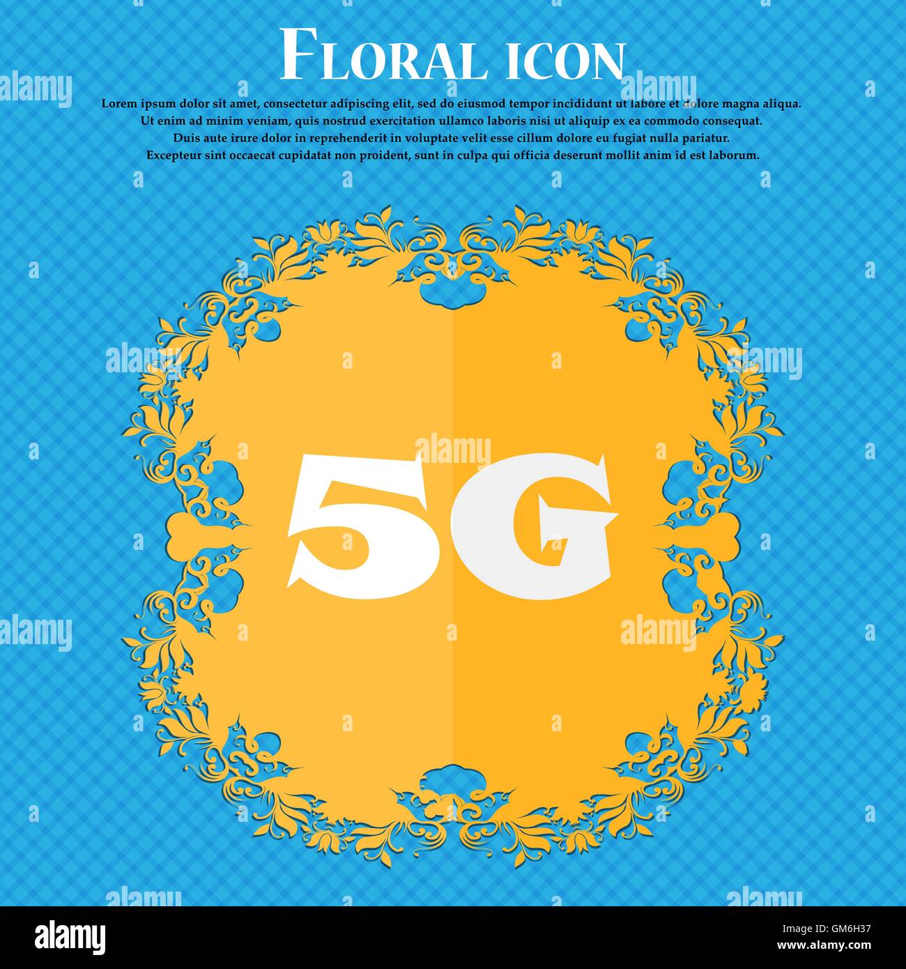5G sign icon. Mobile telecommunications technology symbol. Floral flat ...