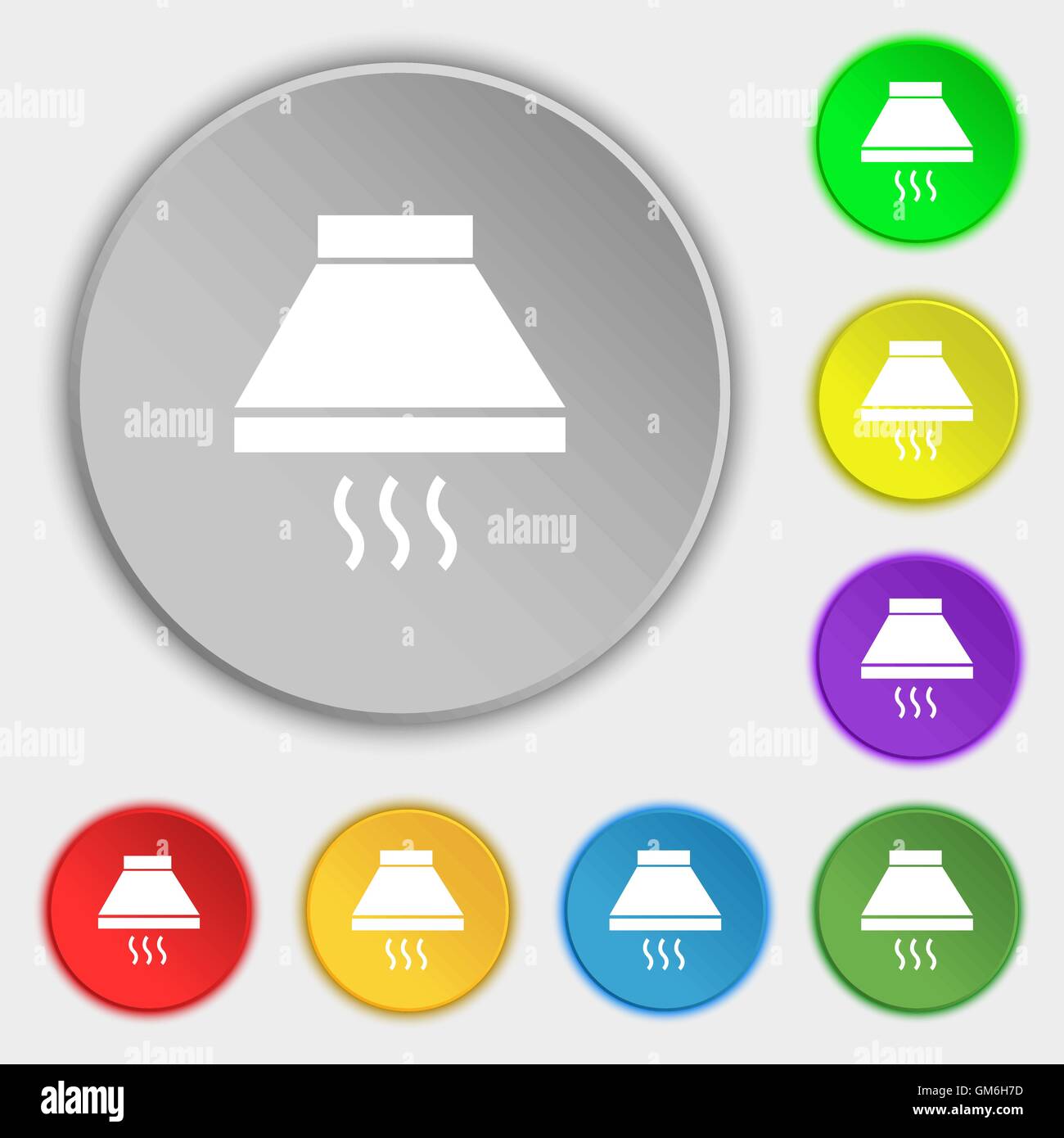 Kitchen hood icon sign. Symbols on eight flat buttons. Vector Stock ...