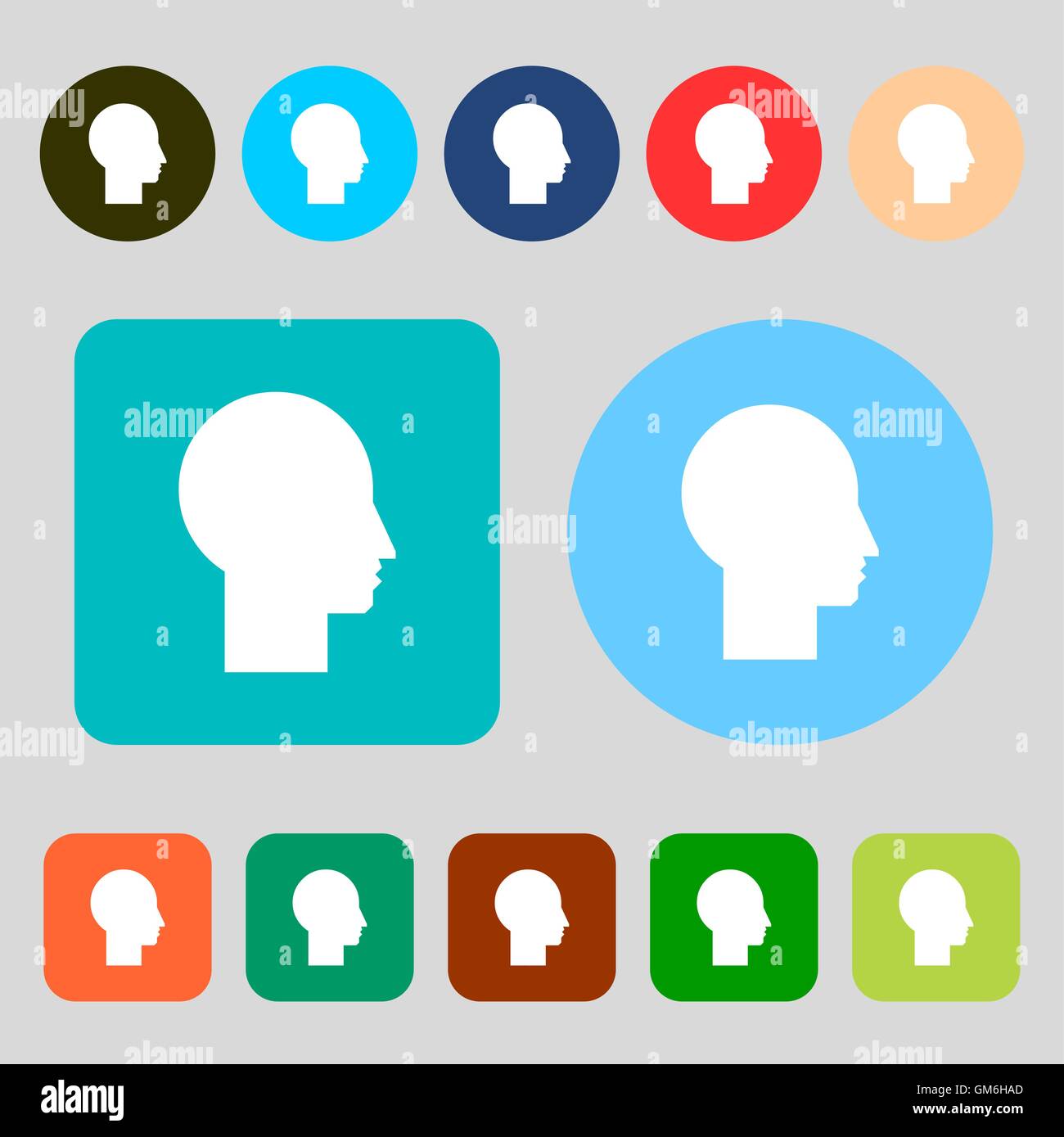 User sign icon. Person symbol. Set colourful buttons. 12 colored ...