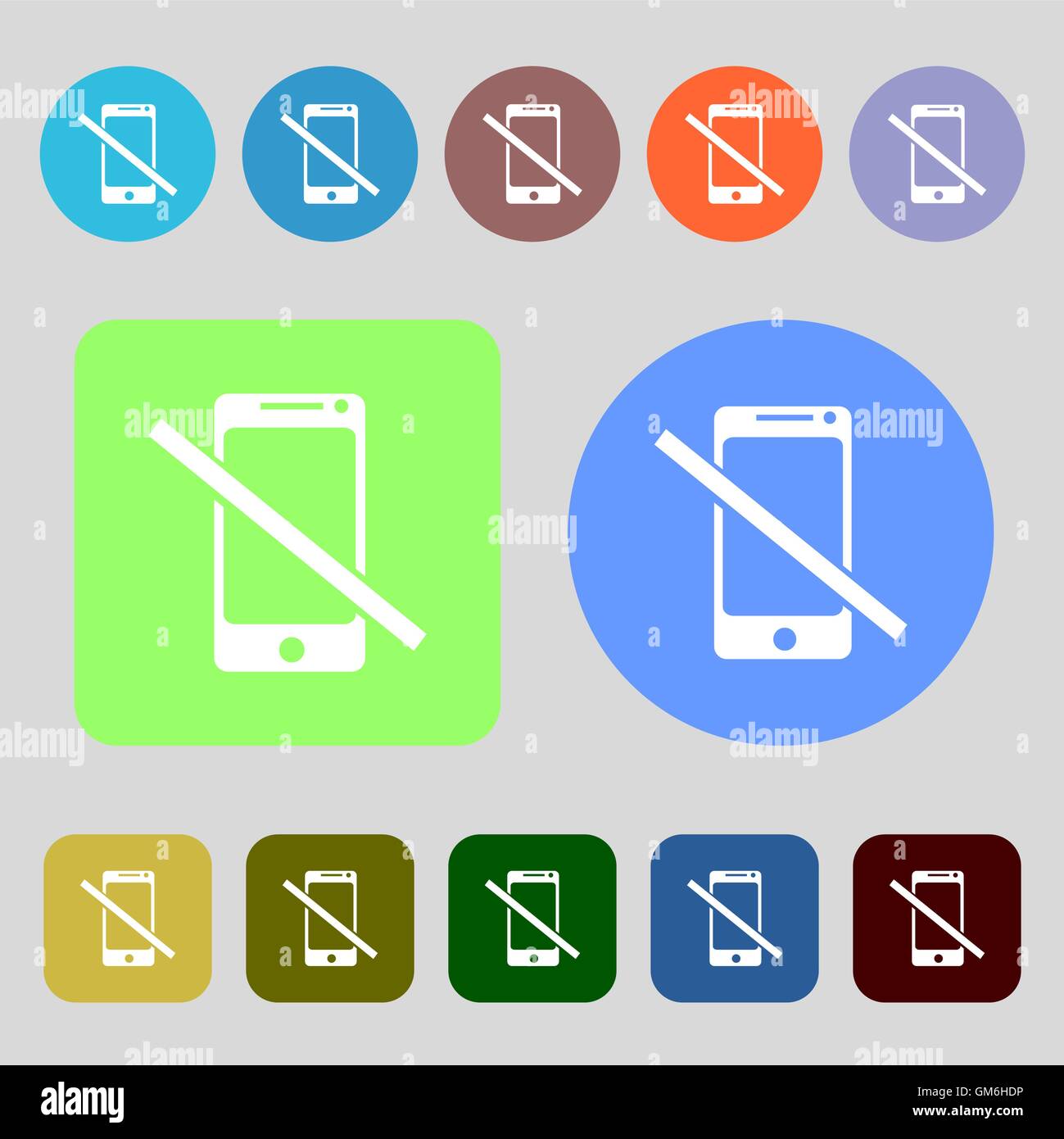 Do not call. Smartphone signs icon. Support symbol. 12 colored buttons ...