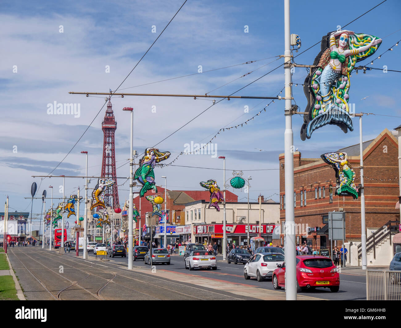 Blackpool Golden Mile with the tower in the background Stock Photo - Alamy