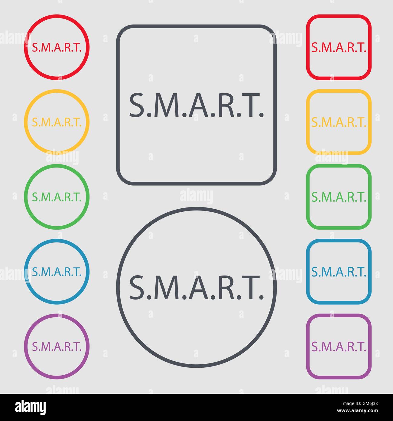 Smart sign icon. Press button. Symbols on the Round and square buttons ...